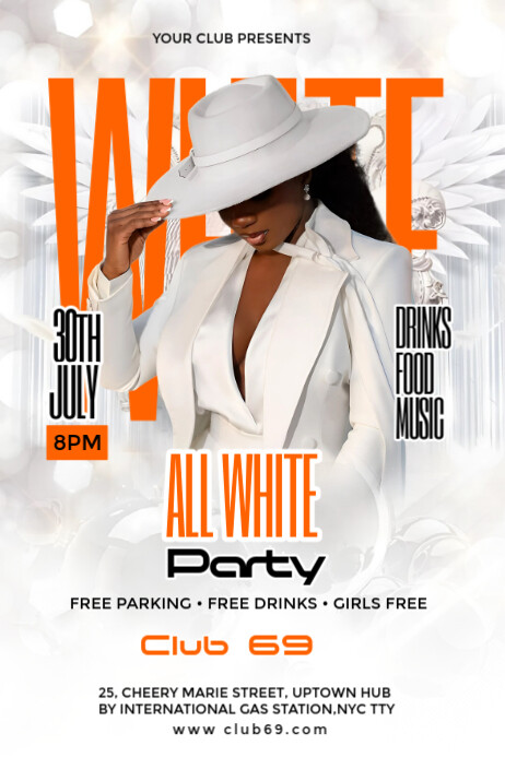Maximalist All White Party Poster Template | PosterMyWall