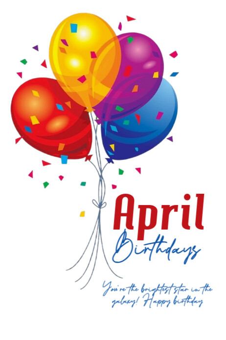 Maximalist April Birthdays Banner 4' × 6' Template | PosterMyWall