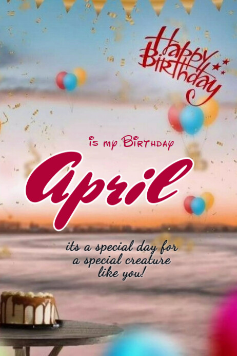 Maximalist April Birthdays Banner 4' × 6' Template | PosterMyWall