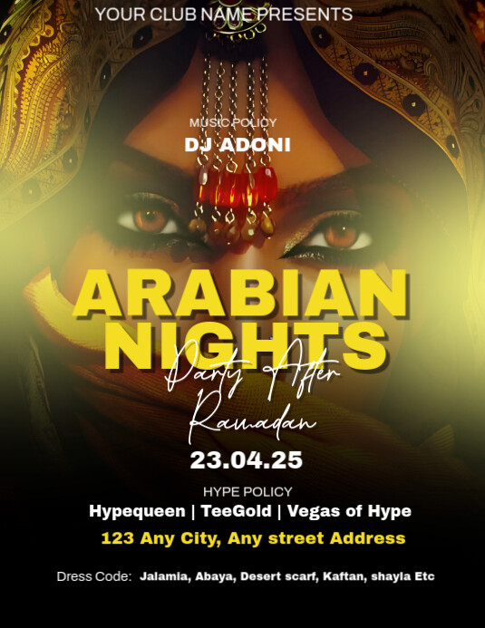 Maximalist Arabian Night Party Flyer (us Letter) Template | PosterMyWall
