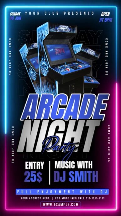 Maximalist Arcade Night Party Instagram Story Template | PosterMyWall