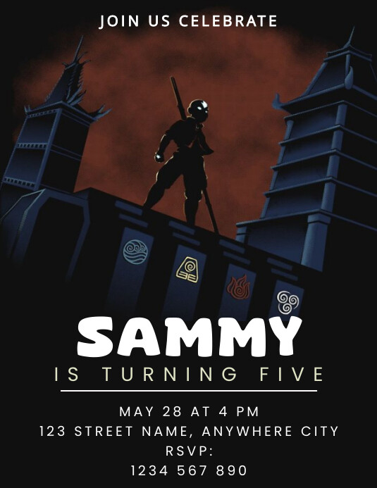 Plantilla de Maximalist Avatar Aang Kids Birthday Flyer (u | PosterMyWall