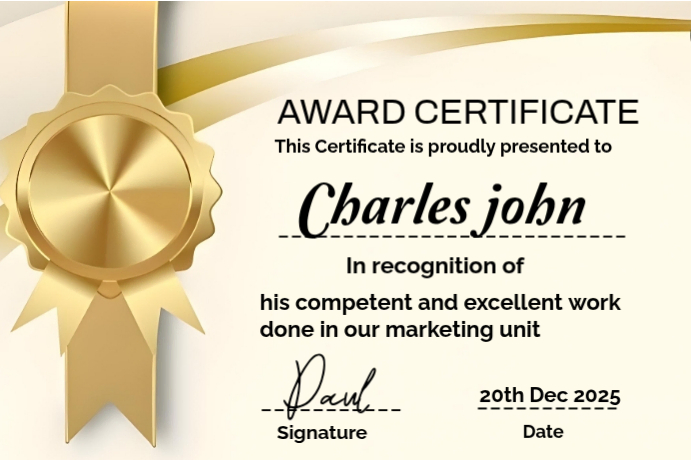 Maximalist Award Certificate Design Flag Template | PosterMyWall