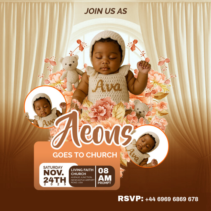 Copy of Maximalist Baby Dedication Invitation – Flyer/poster Template ...