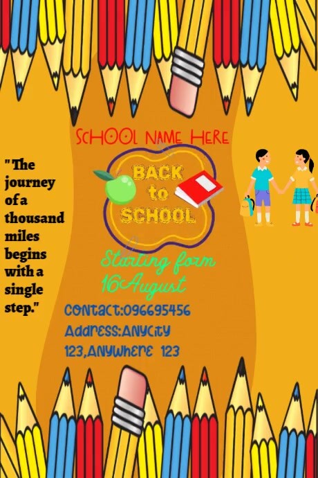 Orange Back To School Posters Template | PosterMyWall
