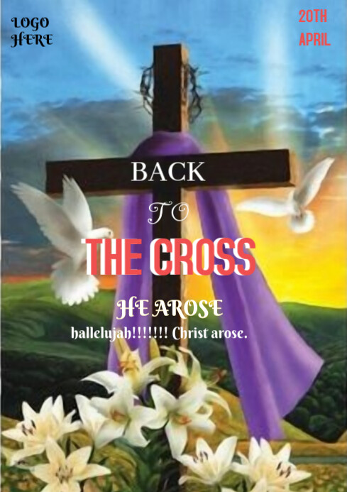 Copy of Maximalist Back To The Cross Easter Sunday Online Design Flyer/ Template A4 | PosterMyWall