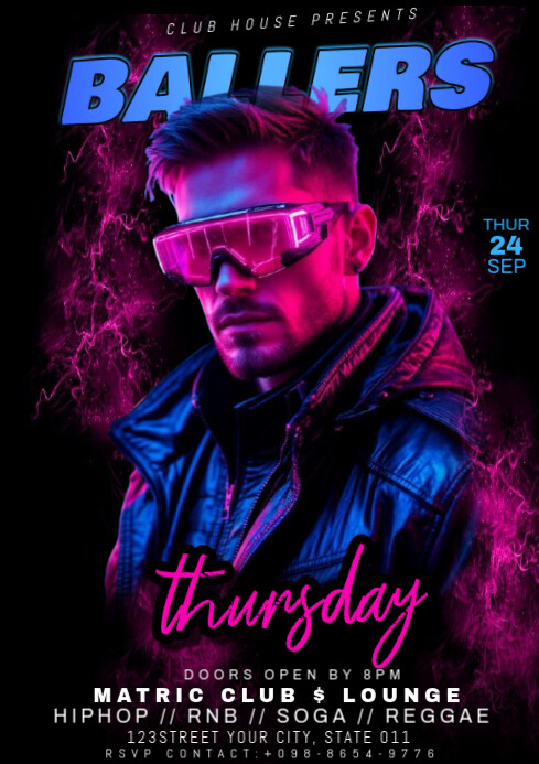 Maximalist Baller Party A4 Template | PosterMyWall