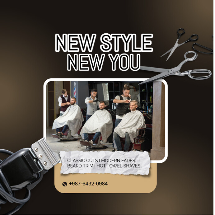 Maximalist Barbing Salon Instagram Post Templat | PosterMyWall