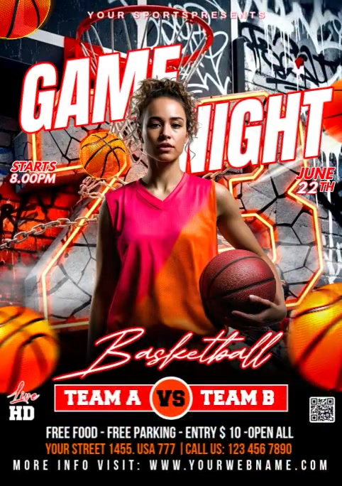 Maximalist Basketball Event Video Flyer A2 Template | PosterMyWall