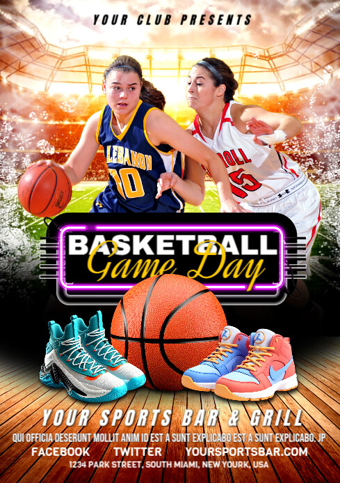 Maximalist Basketball Game Day Flyer Templates A4 | PosterMyWall
