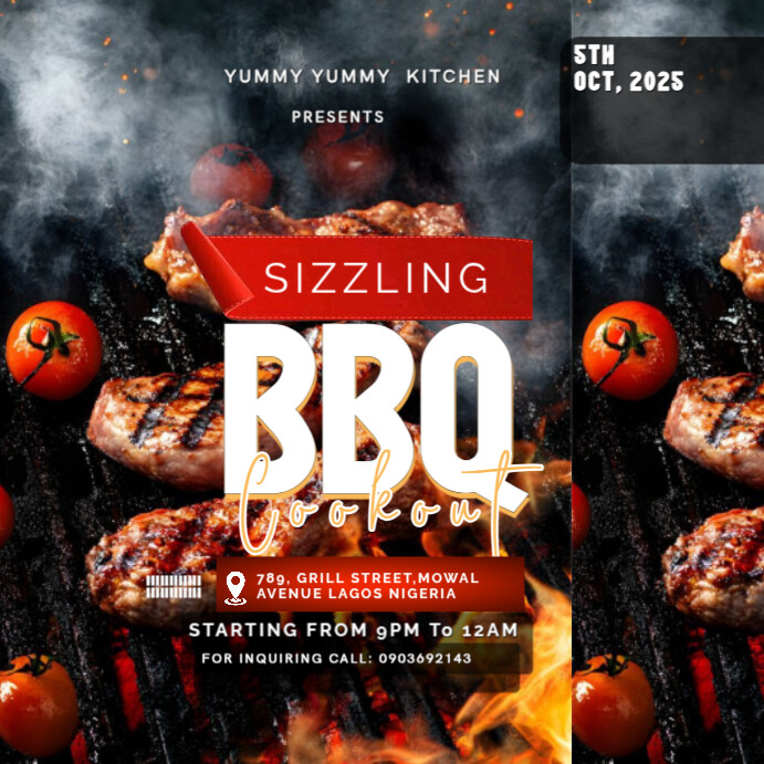Maximalist Bbq Cook Out Flyer Design Instagram Post Template | PosterMyWall