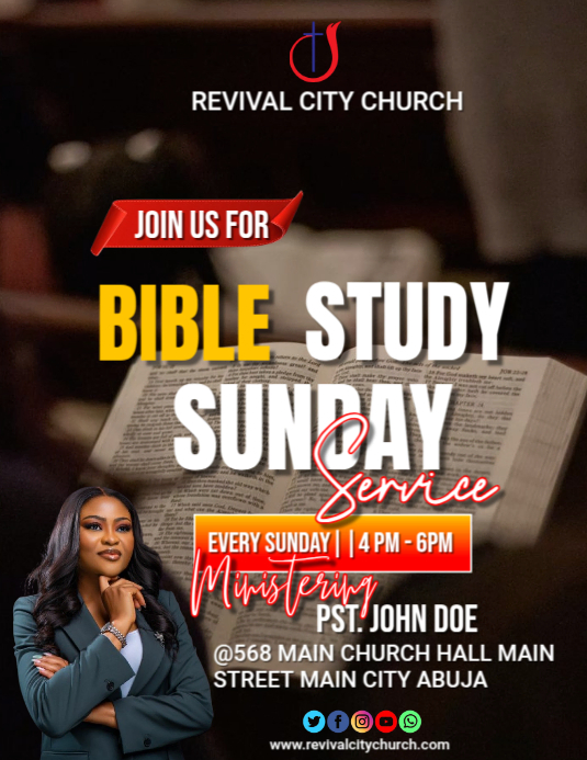 Maximalist Bible Study Sunday Service Flyer (us Letter) Template ...