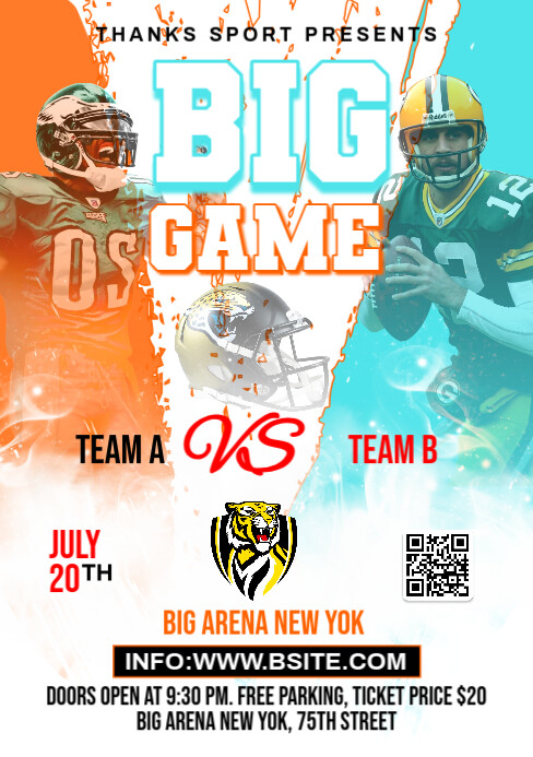 Maximalist Big Game Flyer A5 Template | PosterMyWall