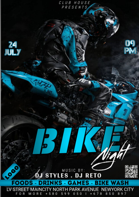 Maximalist Bike Night Event A4 Template | PosterMyWall