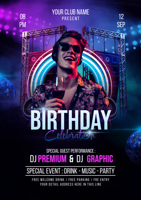Maximalist Birthday Celebration Party Flyer T Template | PosterMyWall