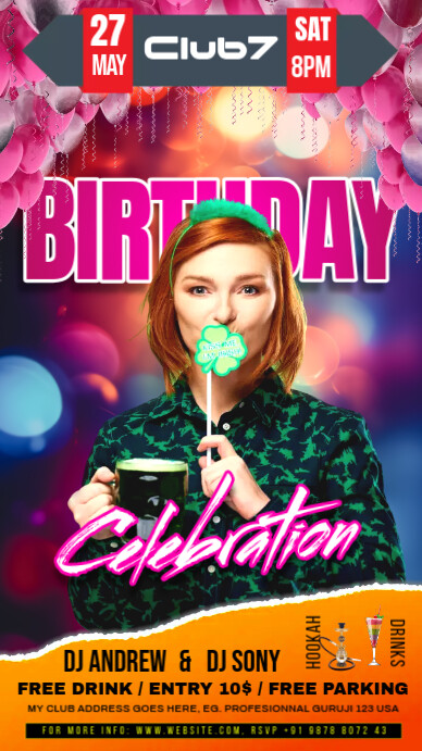 Maximalist Birthday Night Celebration Ad Instagram Story Template ...