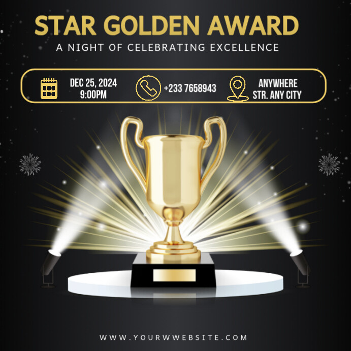Maximalist Black And Gold Elegant Award Event Instagram Post Template ...