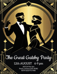 Maximalist Black and Gold Great Gatsby Party invitation flyer (Us ...