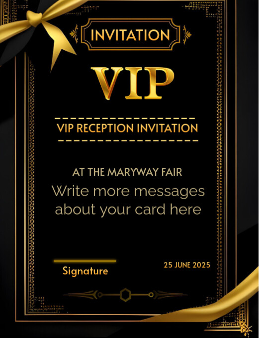 Maximalist Black And Gold Vip Invitation Card Design Flyer (us Letter ...