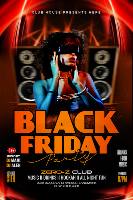 Maximalist Black Friday Party Banner 4' × 6' Template | PosterMyWall