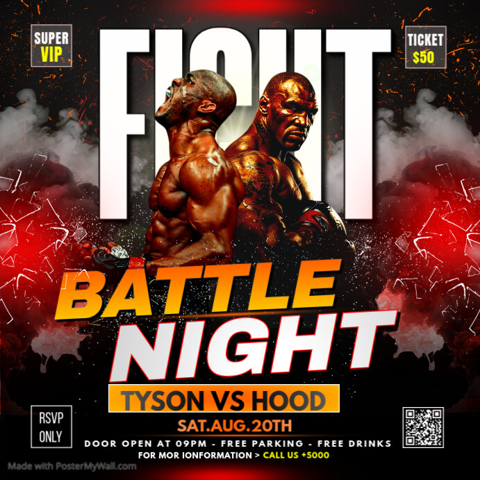 Maximalist Black Maximalist Fight Night Post Template | PosterMyWall