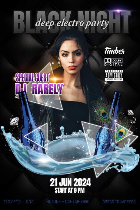 Maximalist Black Night Electro Deep Poster Template | PosterMyWall