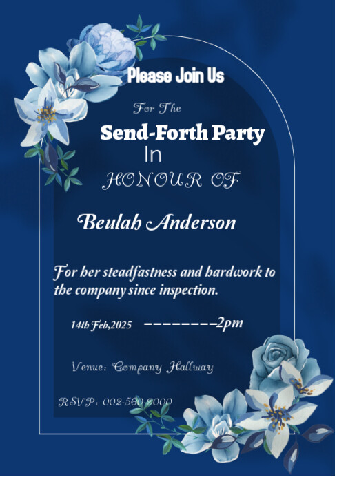 Maximalist Blue Floral/ Send Forth Invitation A4 Template | PosterMyWall