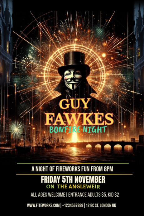 Plantilla de Maximalist Bonfire Guy Fawkes Night, Poster Design ...