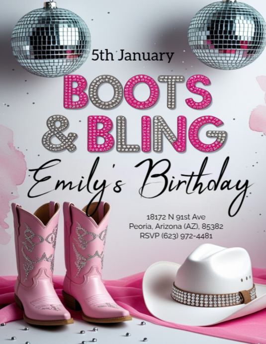 Maximalist boots and bling invitation flyer (Us Letter) Template ...