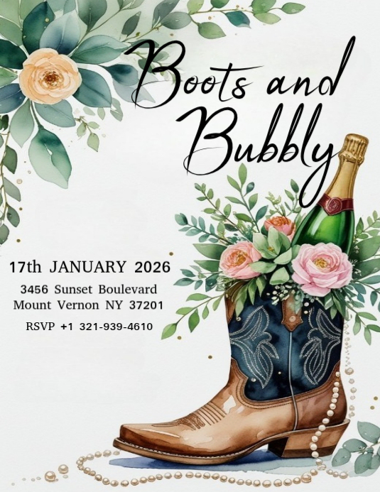Copy of Maximalist Boots and bubbly Invitation Flyer (us Letter) (2 ...