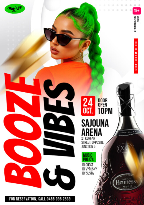 Maximalist Booze And Vibes Event Party Event Flyer A4 Template ...