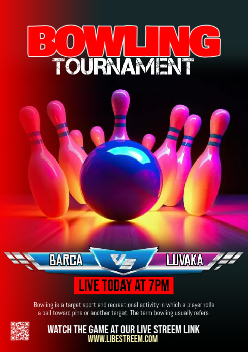 Maximalist Bowling Flyer Template A5 | PosterMyWall