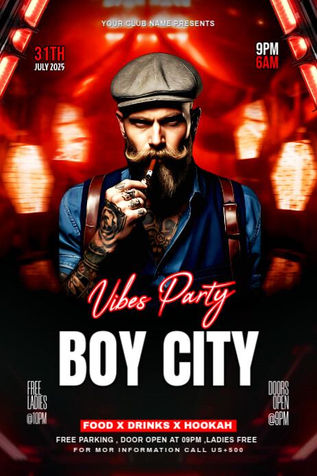 Maximalist Boys Night Party Banner 4' × 6' Template | PosterMyWall