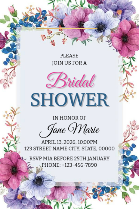 Maximalist Bridal Shower Invitation Card Poster Template | PosterMyWall