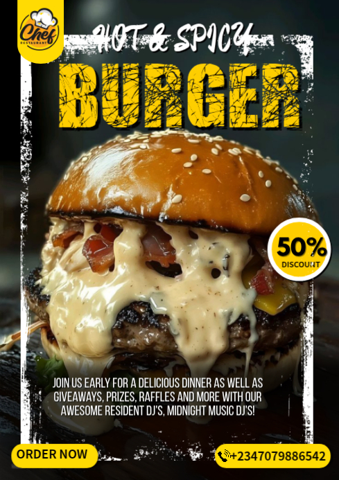 Maximalist Burger A4 Template | PosterMyWall