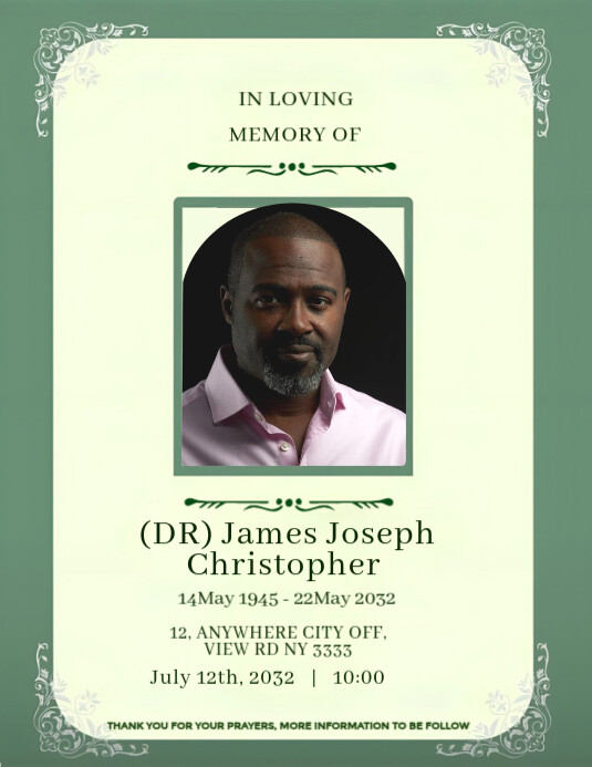 Maximalist Burial Invitations Flyer (us Letter) Template | PosterMyWall