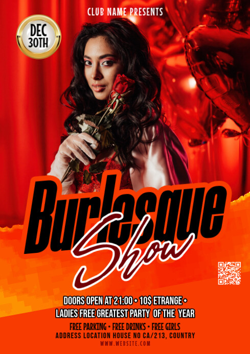 Maximalist Burlesque Show Flyer A1 Template | PosterMyWall