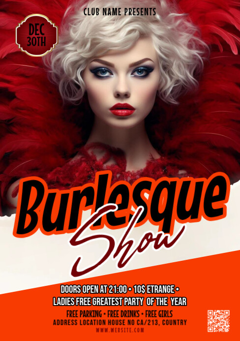 Plantilla de Maximalist Burlesque Show Flyer A5 | PosterMyWall