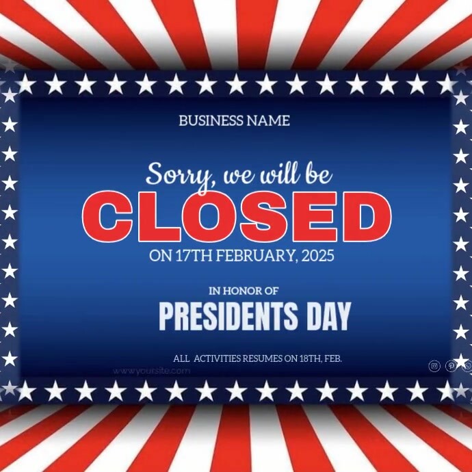 Maximalist Bussiness Closed Announcement For Presidents Day Instagram ...