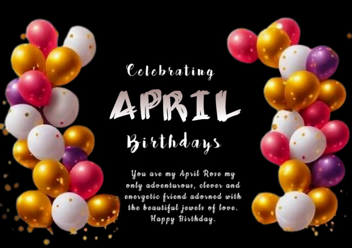 Maximalist Celebrating April Birthdays A4 Template | PosterMyWall