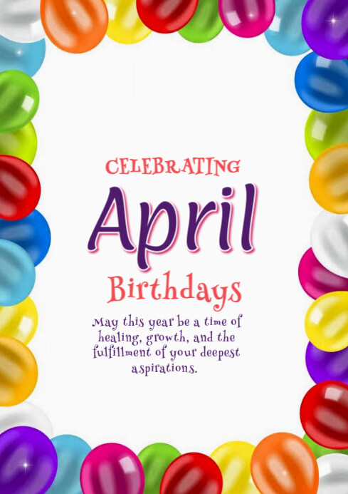 Maximalist Celebrating April Birthdays A4 Template | PosterMyWall