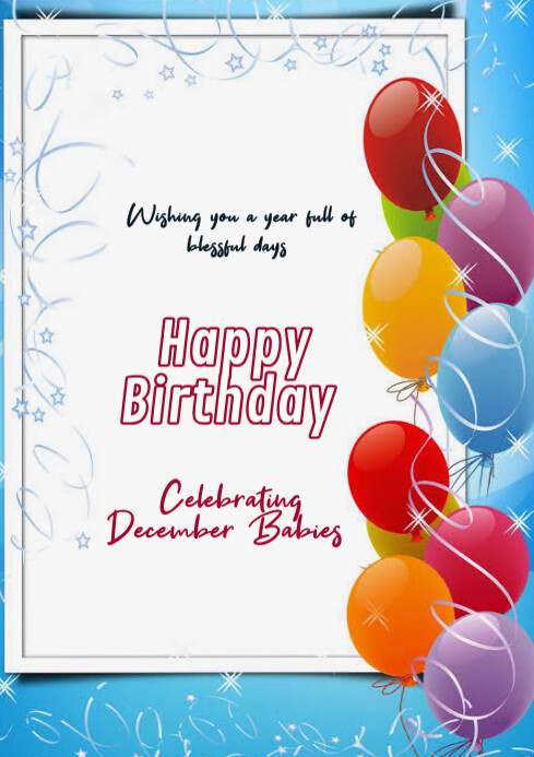 Maximalist Celebrating December Birthdays A4 Template | PosterMyWall