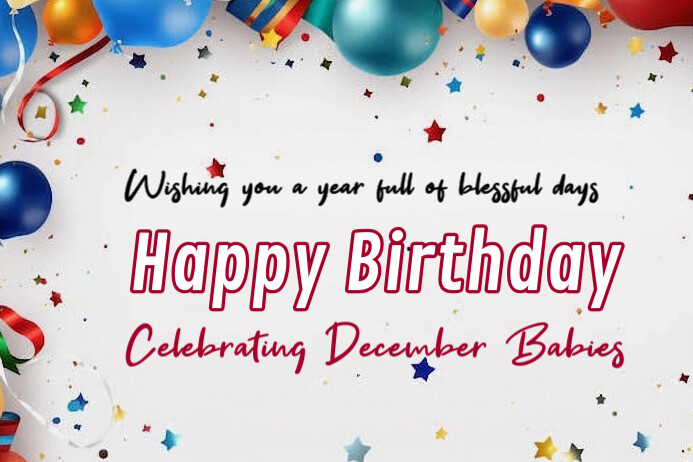 Maximalist Celebrating December Birthdays Banner 4' × 6' Template ...