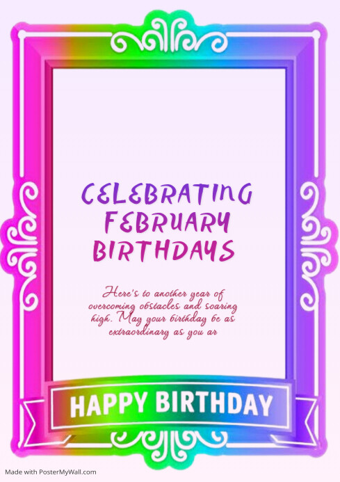 Plantilla de Maximalist Celebrating February Birthdays A4 | PosterMyWall
