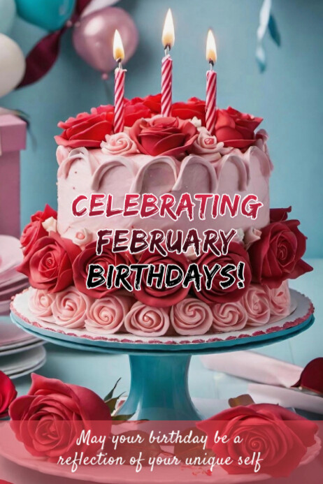 Maximalist Celebrating February Birthdays Banner 4' × 6' Template ...