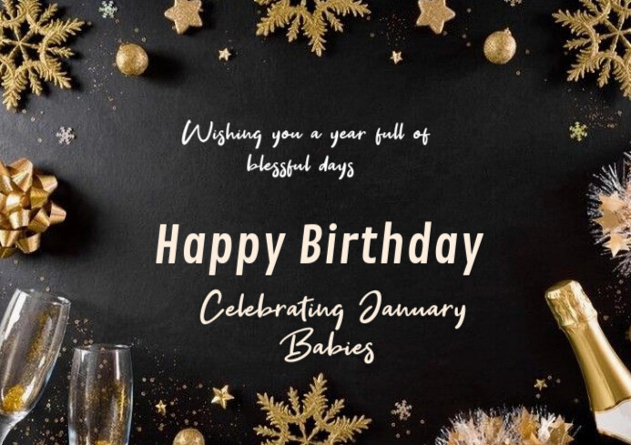 Maximalist Celebrating January Birthdays A4 Template | PosterMyWall
