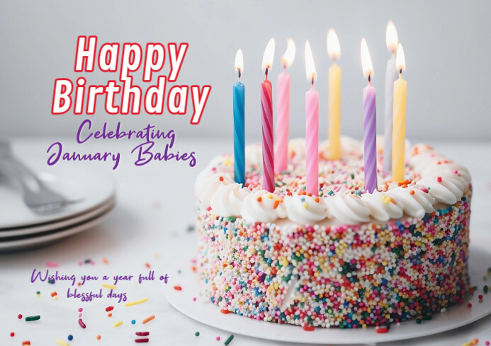 Maximalist Celebrating January Birthdays A4 Template | PosterMyWall