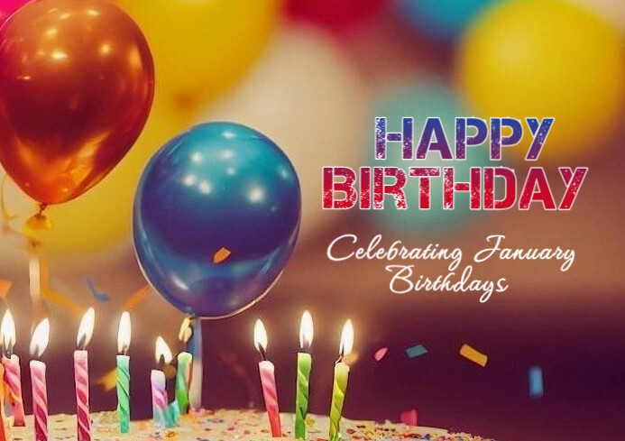 Maximalist Celebrating January Birthdays A4 Template | PosterMyWall