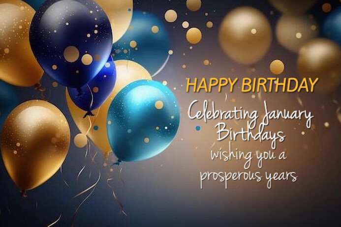 Maximalist Celebrating January Birthdays Banner 4' × 6' Template ...