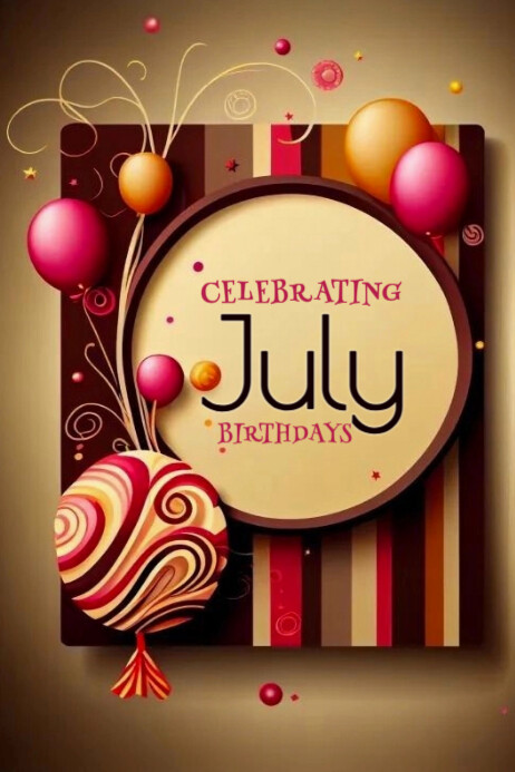 Maximalist Celebrating July Birthdays Banner 4' × 6' Templat | PosterMyWall